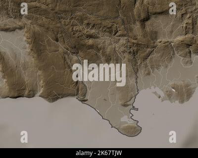 Clarendon, parish of Jamaica. Colored elevation map with lakes and ...