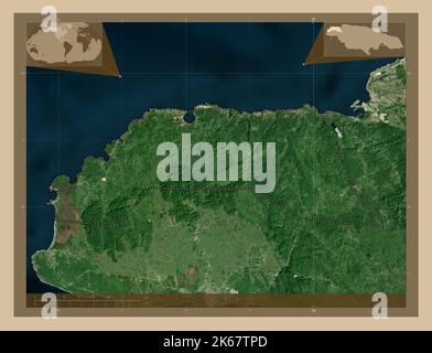 Hanover, parish of Jamaica. Low resolution satellite map Stock Photo ...