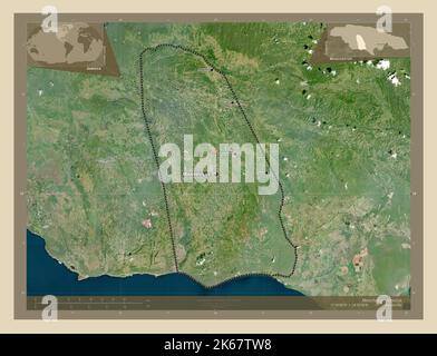 Manchester, parish of Jamaica. High resolution satellite map. Locations ...
