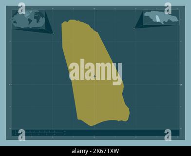 Manchester, parish of Jamaica. Solid color shape. Locations and names ...