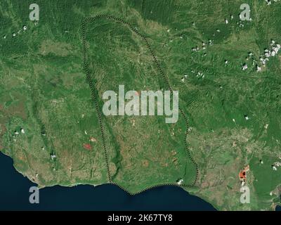 Manchester, parish of Jamaica. Low resolution satellite map. Locations ...