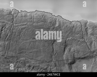 Saint Ann, parish of Jamaica. Grayscale elevation map with lakes and ...
