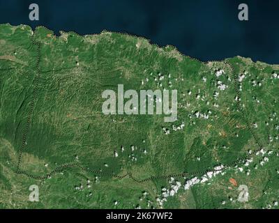 Saint Ann, parish of Jamaica. Low resolution satellite map. Corner ...