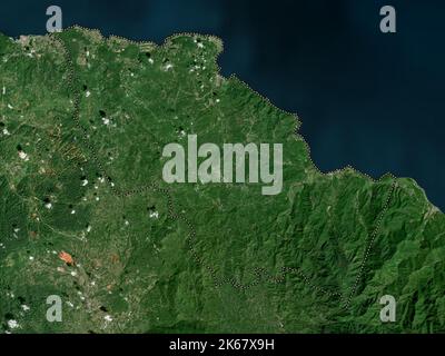 Saint Mary, parish of Jamaica. Low resolution satellite map. Corner ...