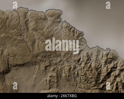 Saint Mary, parish of Jamaica. Colored elevation map with lakes and ...