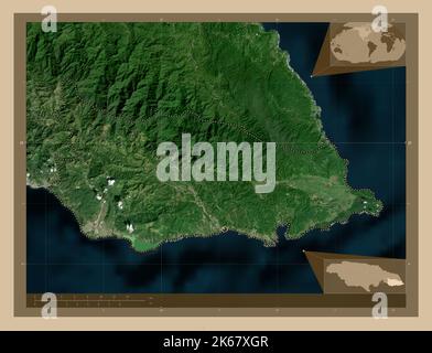 Saint Thomas, parish of Jamaica. Low resolution satellite map ...