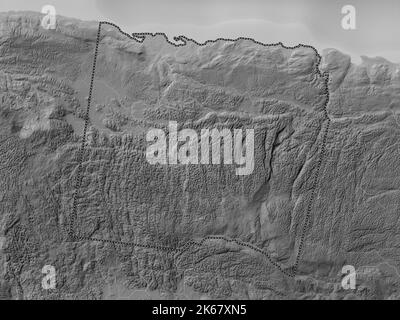 Trelawny, parish of Jamaica. Grayscale elevation map with lakes and ...