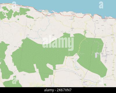 Trelawny, parish of Jamaica. Open Street Map. Locations and names of ...