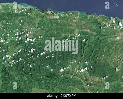 Trelawny, parish of Jamaica. Low resolution satellite map. Corner ...