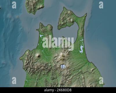 Aomori, prefecture of Japan. Colored elevation map with lakes and ...