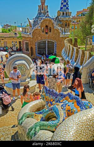 Park Guell, the Antoni Gaudi created design park in Barcelona, Spain ...
