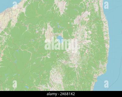 Fukushima, prefecture of Japan. Open Street Map. Locations and names of ...