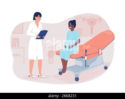 Patient at gynecologist appointment 2D vector isolated illustration ...