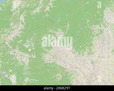 Gunma, prefecture of Japan. Open Street Map. Locations and names of ...