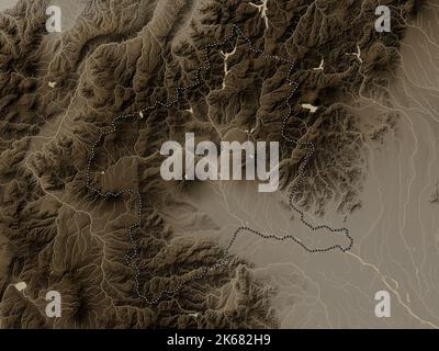Gunma, prefecture of Japan. Colored elevation map with lakes and rivers ...