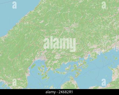 Hiroshima, prefecture of Japan. Open Street Map. Locations of major ...