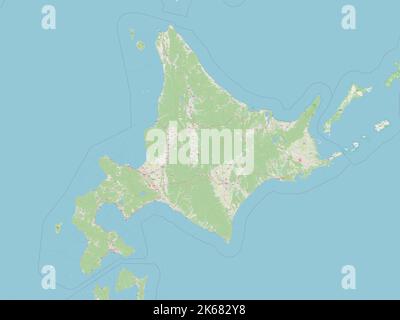 Hokkaido, circuit of Japan. Open Street Map. Locations of major cities ...