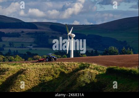 Farming and renewable industry in the Scottish Borders near West Linton ...