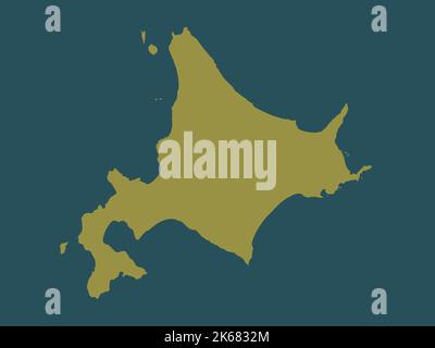 Hokkaido, circuit of Japan. Solid color shape. Locations and names of ...