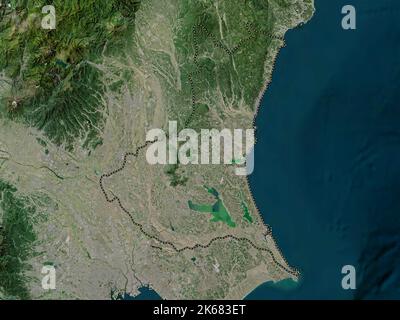 Ibaraki, prefecture of Japan. High resolution satellite map. Locations ...