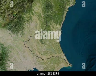 Ibaraki, prefecture of Japan. Low resolution satellite map. Locations ...