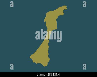 Ishikawa, prefecture of Japan. Solid color shape. Locations and names ...