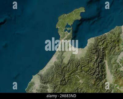 Ishikawa, prefecture of Japan. Low resolution satellite map. Corner ...