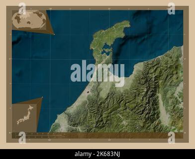 Ishikawa, prefecture of Japan. Low resolution satellite map Stock Photo ...