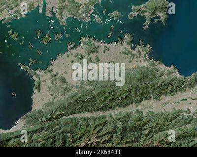 Kagawa, prefecture of Japan. High resolution satellite map. Locations ...