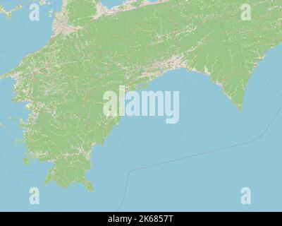 Kochi, prefecture of Japan. Open Street Map. Locations and names of ...