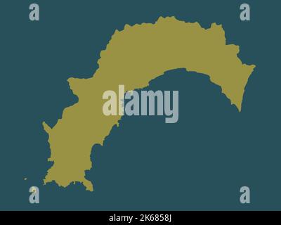 Kochi, prefecture of Japan. Solid color shape. Locations of major ...