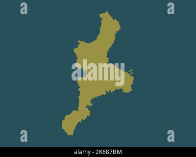 Mie, prefecture of Japan. Solid color shape. Locations and names of ...