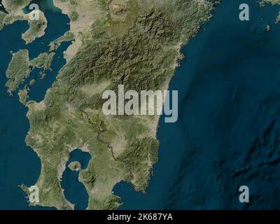 Miyazaki, prefecture of Japan. Low resolution satellite map. Locations ...