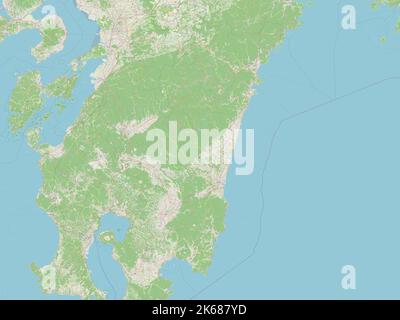 Miyazaki, prefecture of Japan. Open Street Map. Locations of major ...