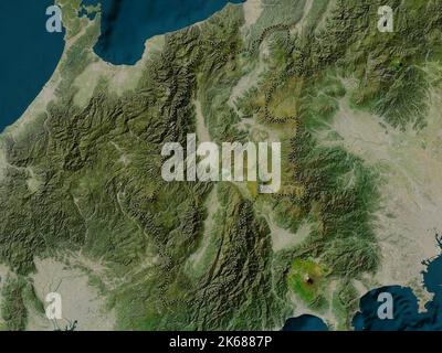 Nagano, prefecture of Japan. Low resolution satellite map. Locations ...