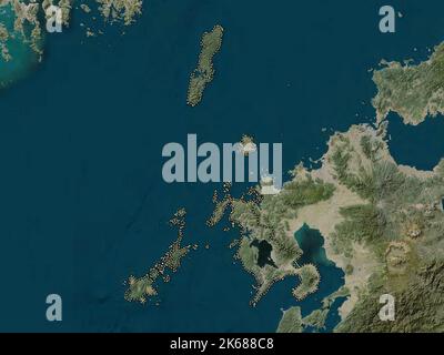 Nagasaki, prefecture of Japan. Low resolution satellite map. Locations ...
