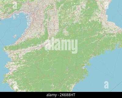 Nara, prefecture of Japan. Open Street Map. Locations of major cities ...