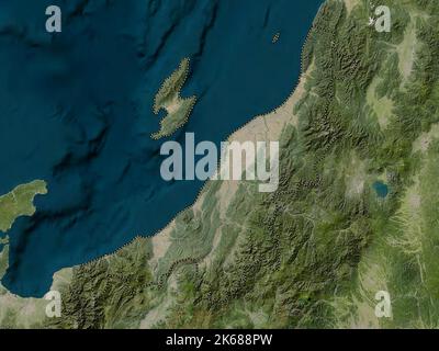 Niigata, prefecture of Japan. Low resolution satellite map. Locations ...