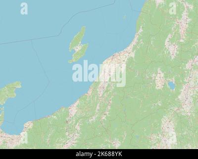 Niigata, prefecture of Japan. Open Street Map. Locations and names of ...