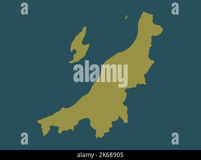 Niigata, prefecture of Japan. Solid color shape. Locations and names of ...