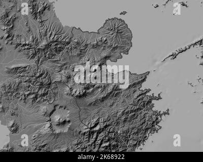 Oita, prefecture of Japan. Elevation map colored in wiki style with ...