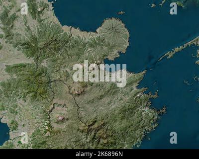 Oita, prefecture of Japan. High resolution satellite map. Locations and ...