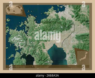 Saga, prefecture of Japan. Low resolution satellite map Stock Photo - Alamy