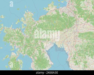 Saga, prefecture of Japan. Open Street Map. Locations of major cities ...