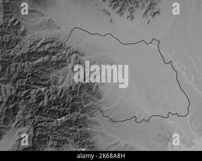 Saitama, prefecture of Japan. Grayscale elevation map with lakes and ...
