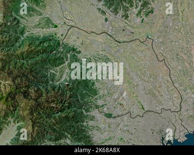 Saitama, prefecture of Japan. High resolution satellite map. Corner ...