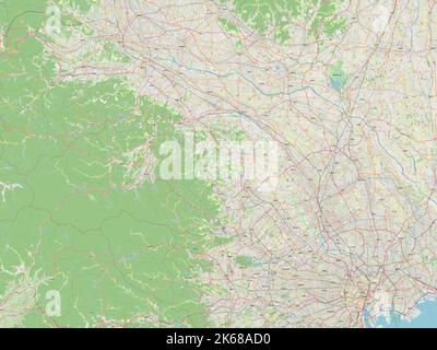 Saitama, prefecture of Japan. Open Street Map. Locations of major ...
