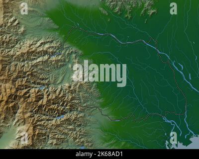Saitama, prefecture of Japan. Colored elevation map with lakes and ...