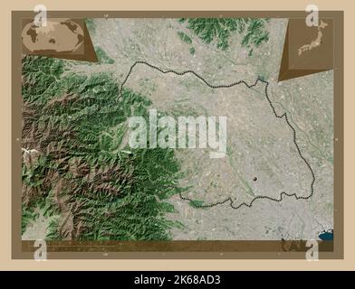 Saitama, prefecture of Japan. Low resolution satellite map. Locations ...