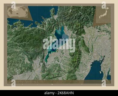 Shiga, prefecture of Japan. High resolution satellite map. Locations ...